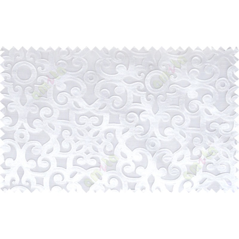 White color traditional design patchwork poly sheer curtain - 112476